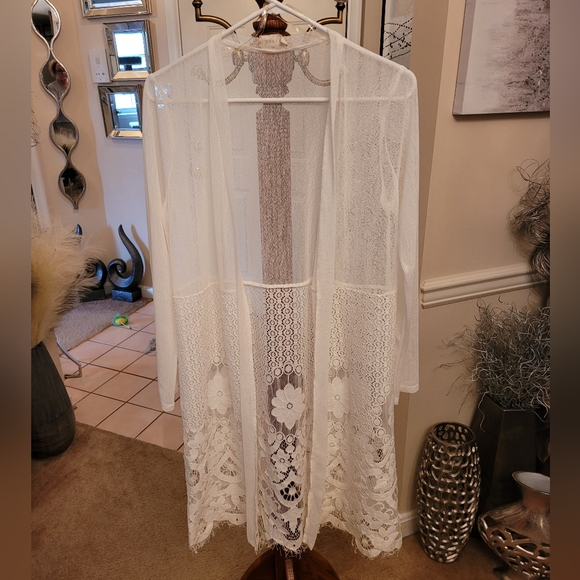 Ember | Sweaters | Ember Lace Cardigan In Size Large | Poshmark